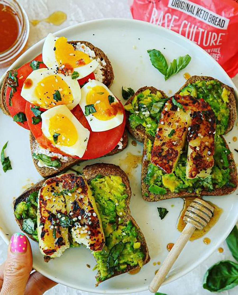 Hot-Honey, Halloumi, Basil Avocado Toast - BaseCulture